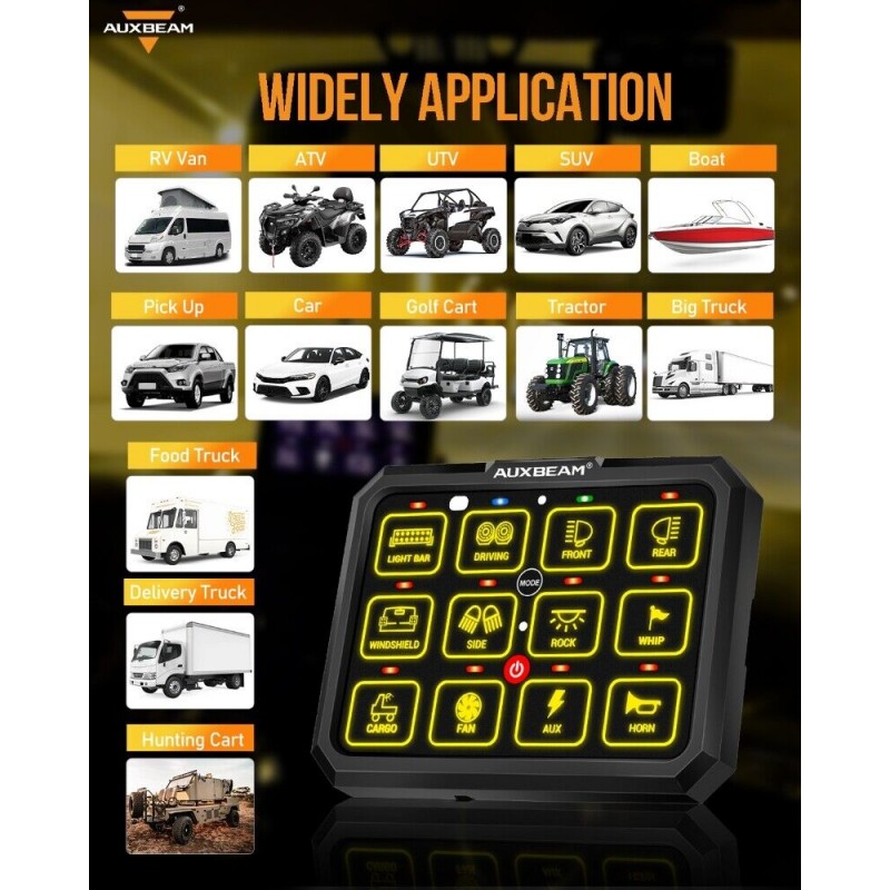 Auxbeam 12 Fach Switch Panel