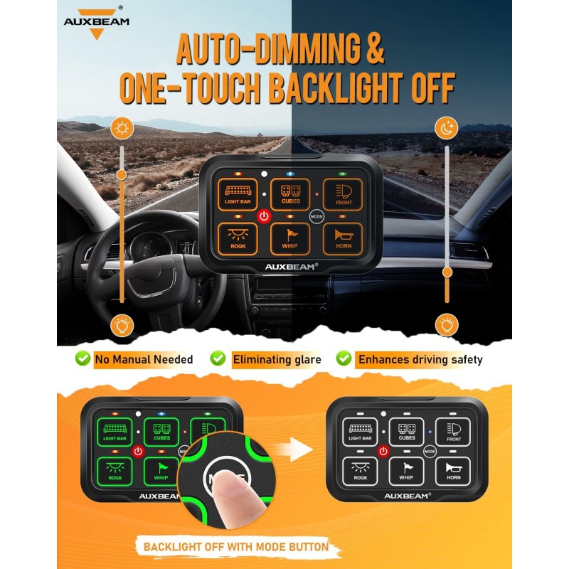 Auxbeam 6 compartment switch panel
