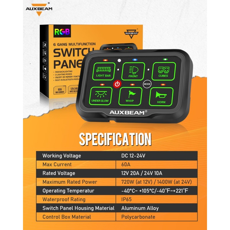Auxbeam 6Fach Switch Panel