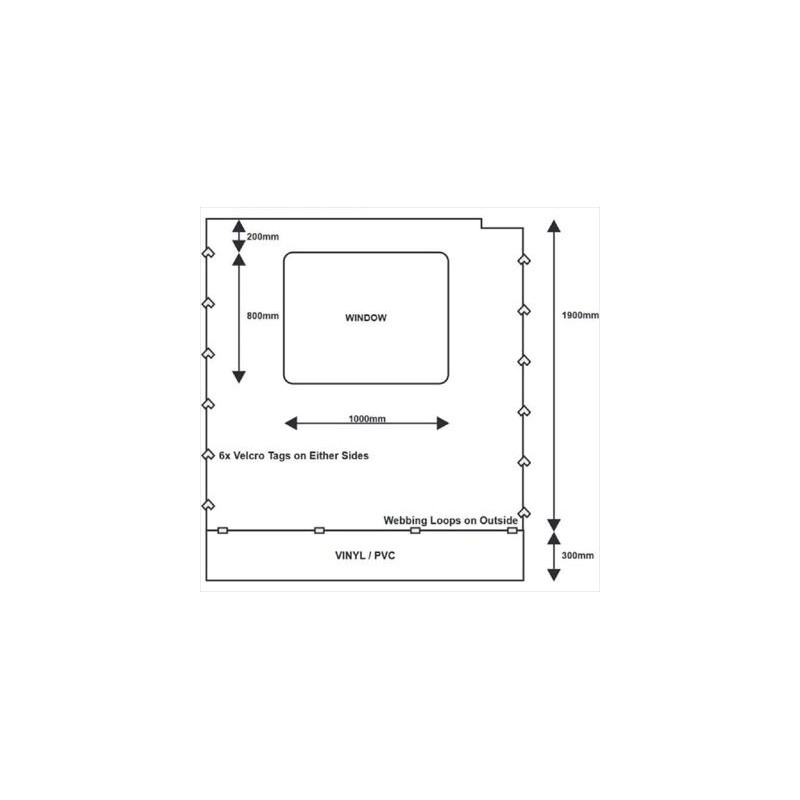 Alu-Cab 270° awning sidewall set right